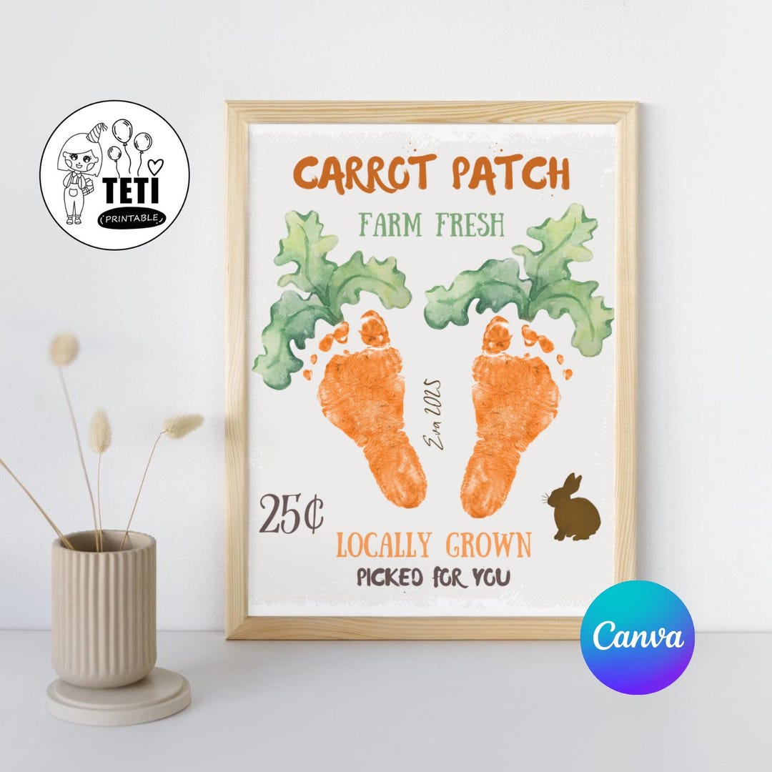 Patch Easter Footprint Feet Art Craft, Farm Sign Carrot Patch Ester ...