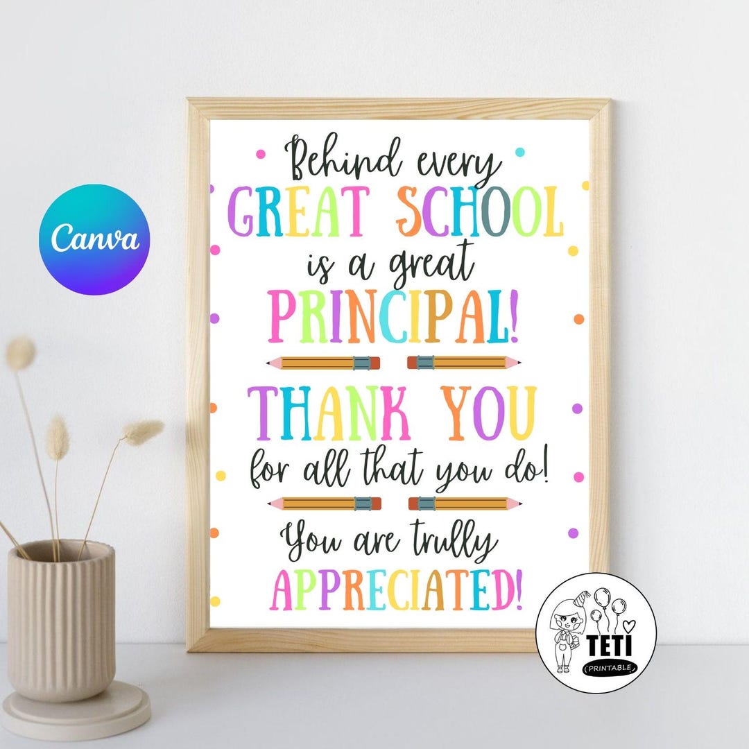 Editable Principal Appreciation Sign Printable, School Principal Thank ...