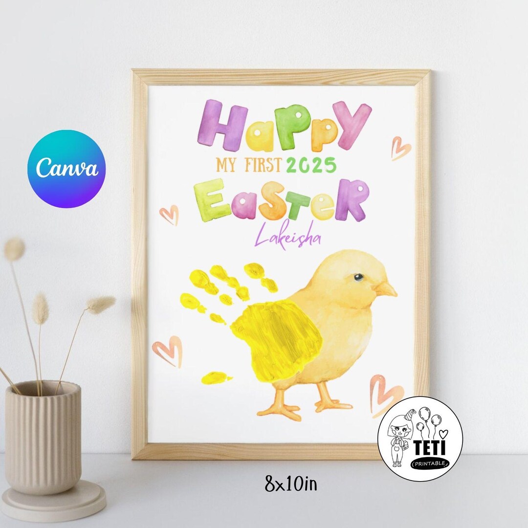 Happy Easter Handprint Art Little Chick Keepsake Craft, Easter Kids ...