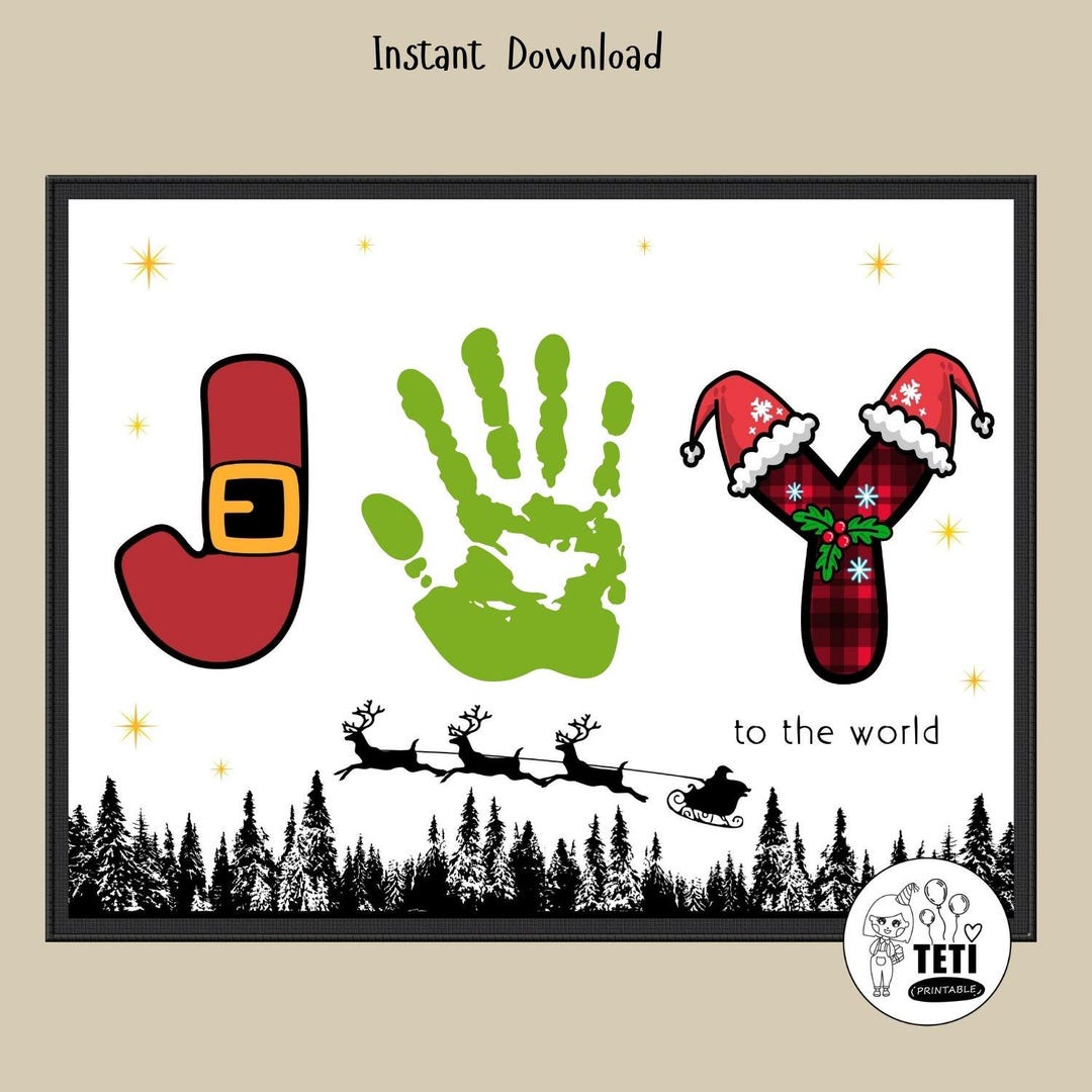 Christmas Handprint Craft, Joy Handprint Art, School Christmas Craft ...