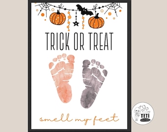 Halloween Footprint Craft, Trick or Treat Smell My Feet Footprint Art ...