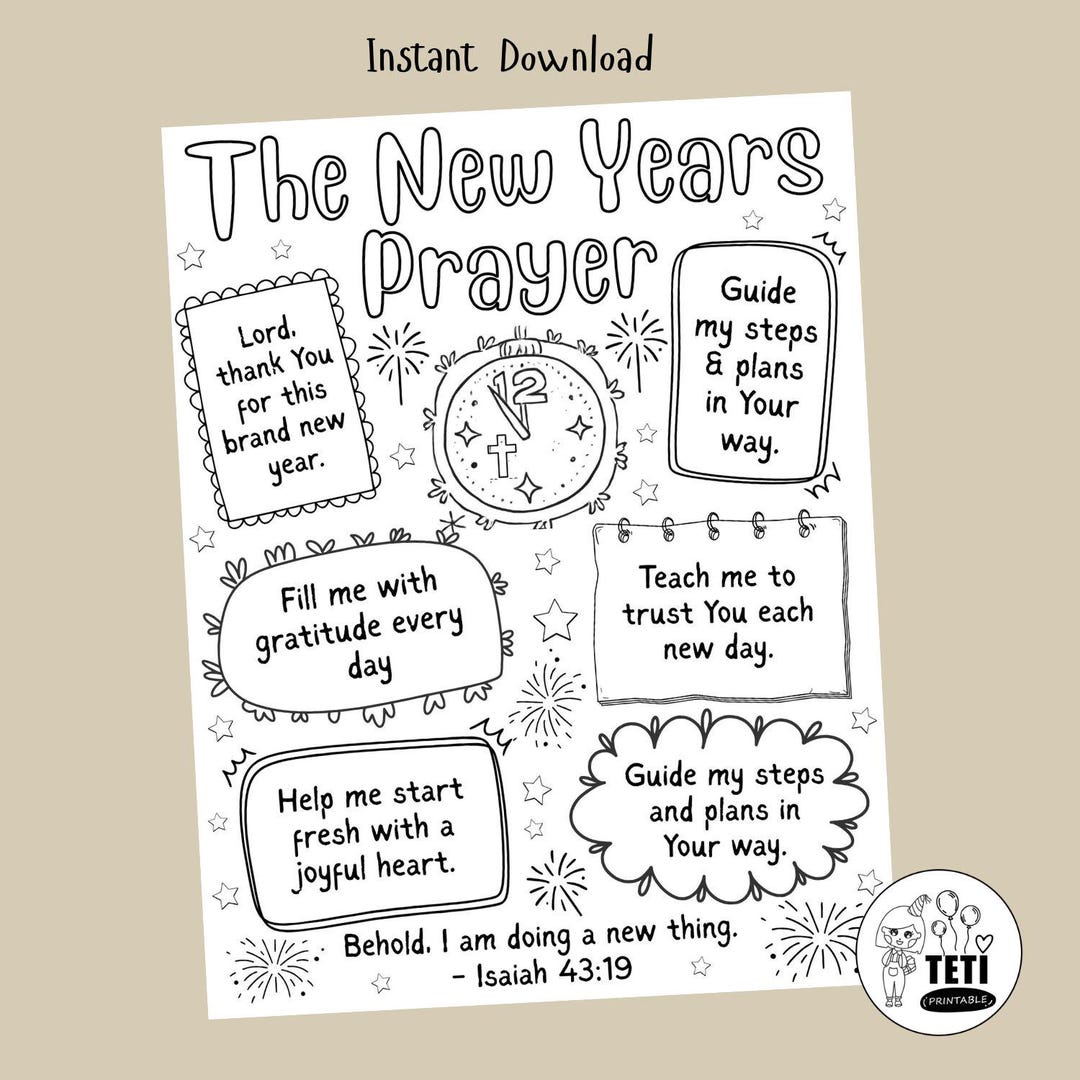 New Years Prayer Sunday School Craft, New Years Christian Preschool ...