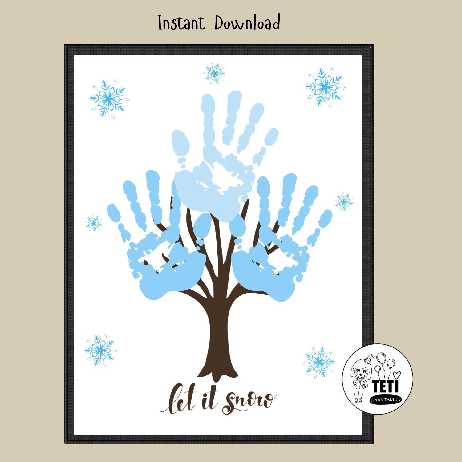 Winter Handprint Craft, Snowflake Tree Kids Baby Toddler, Christmas ...