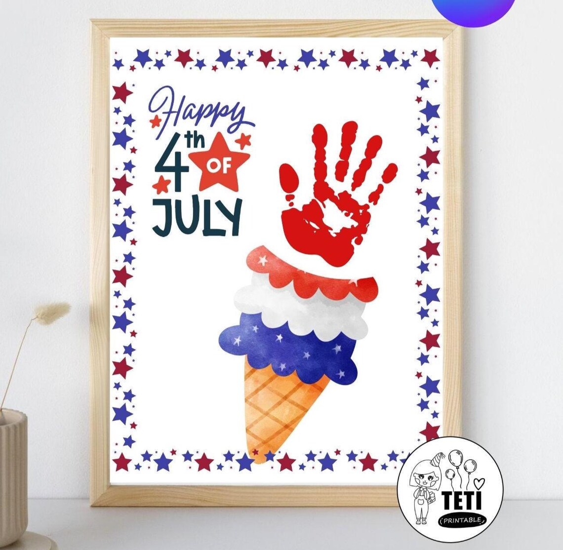 4th of July Ice Cream Handprint, Red Blue White Popsicle Handprint ...