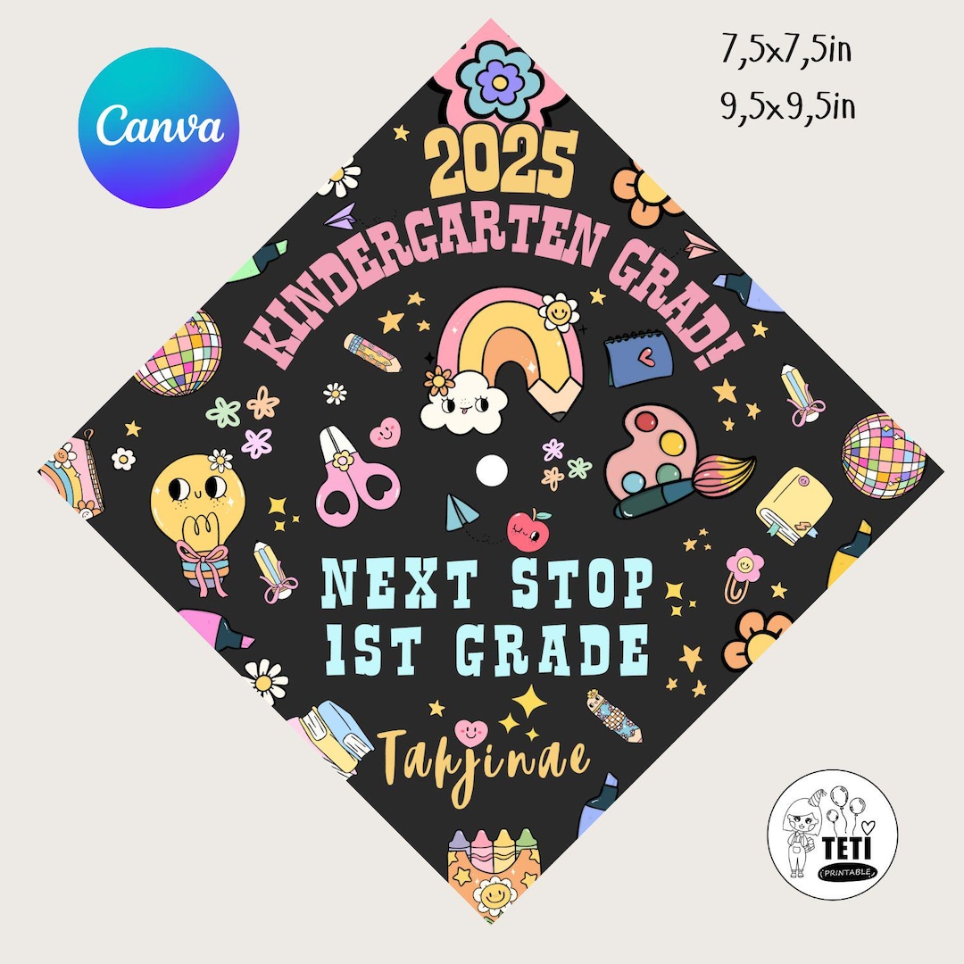 Printable Grad Cap Topper, DIY Graduation Cap for Pre-k, Kindergarten ...