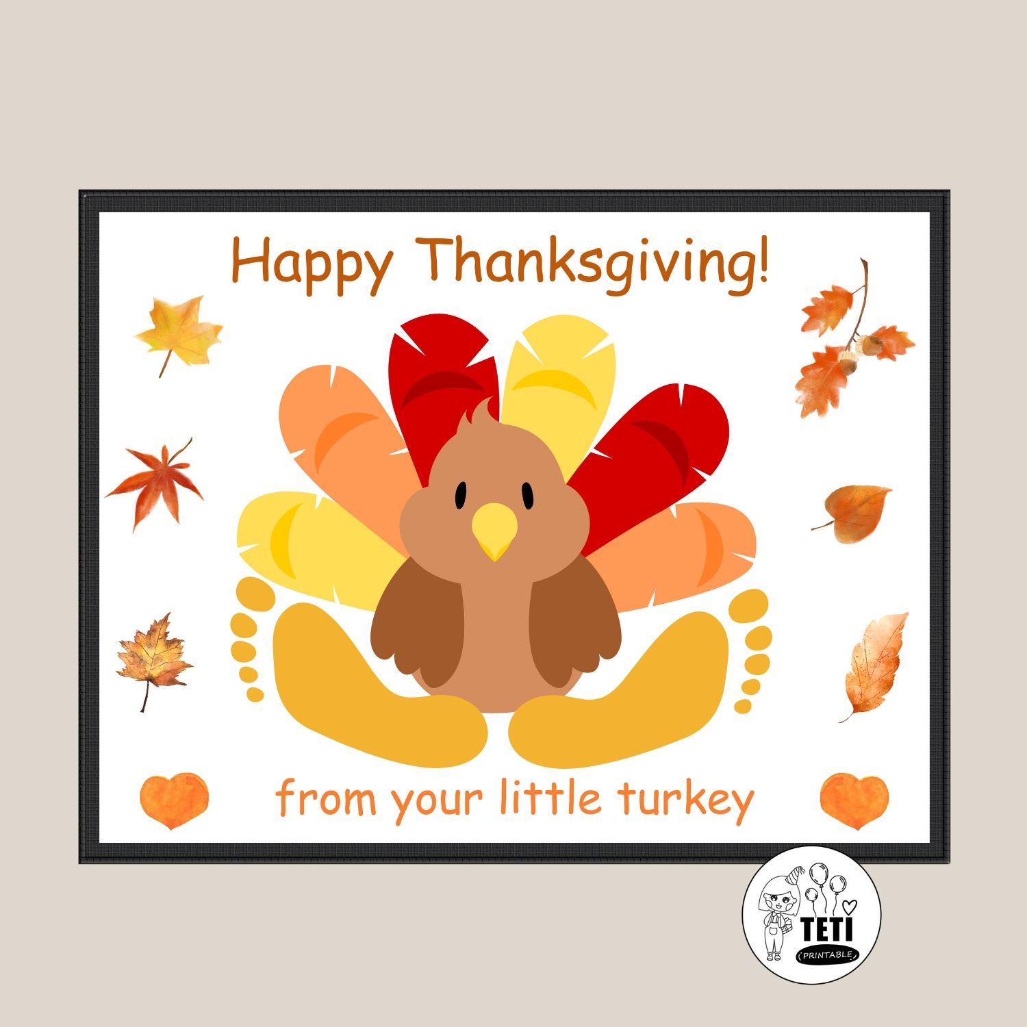 Thanksgiving Crafts for Kids, Thanksgiving Footprint Art Handprint ...