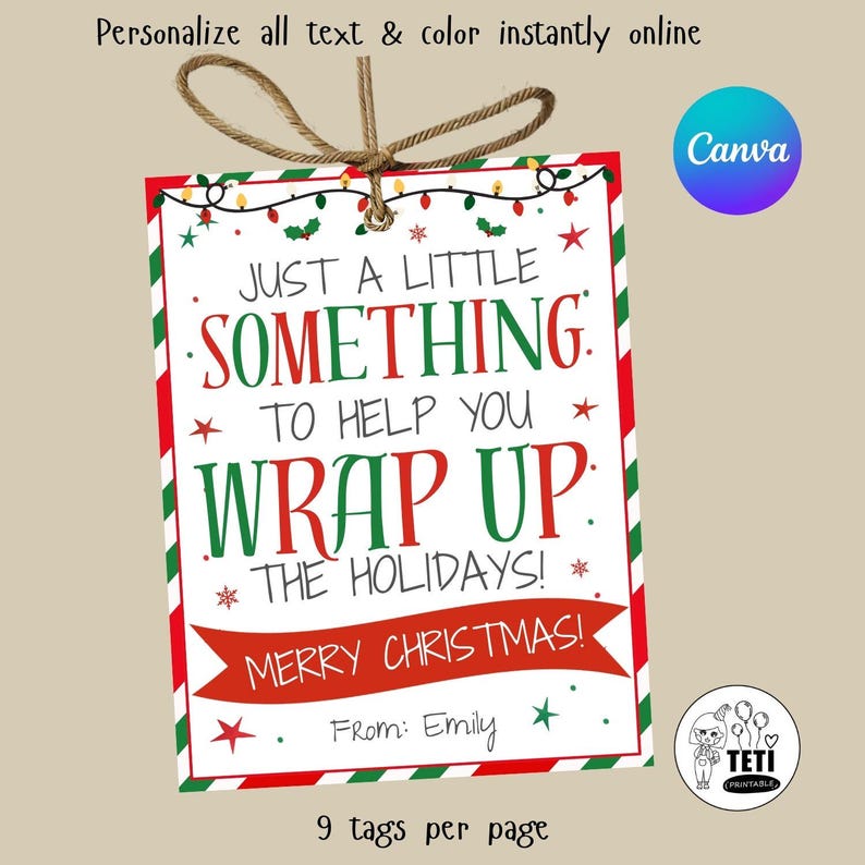Christmas Gift Tags, Wrap up the Holidays Printable, Tape Pun for ...