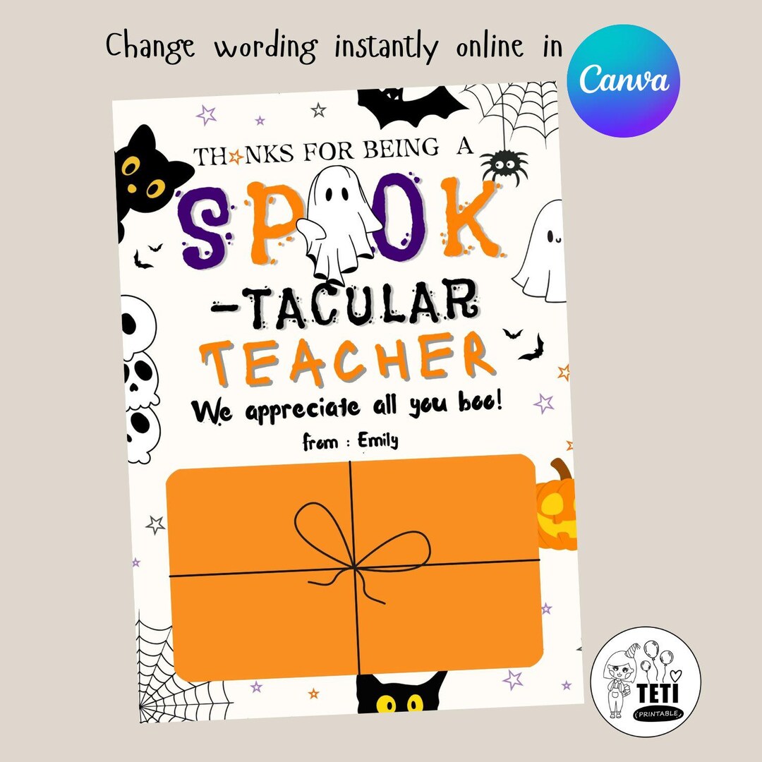 Spooktacular Teacher Gift Card Holder, Halloween Teacher Appreciation ...
