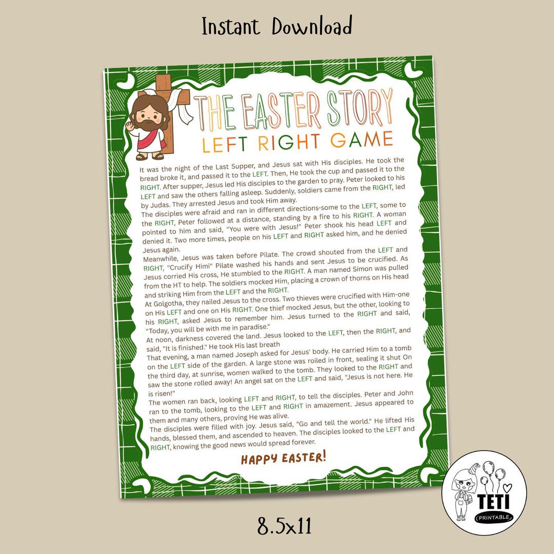 Easter Story Left Right Game, Church Easter, Holy Week Activity ...