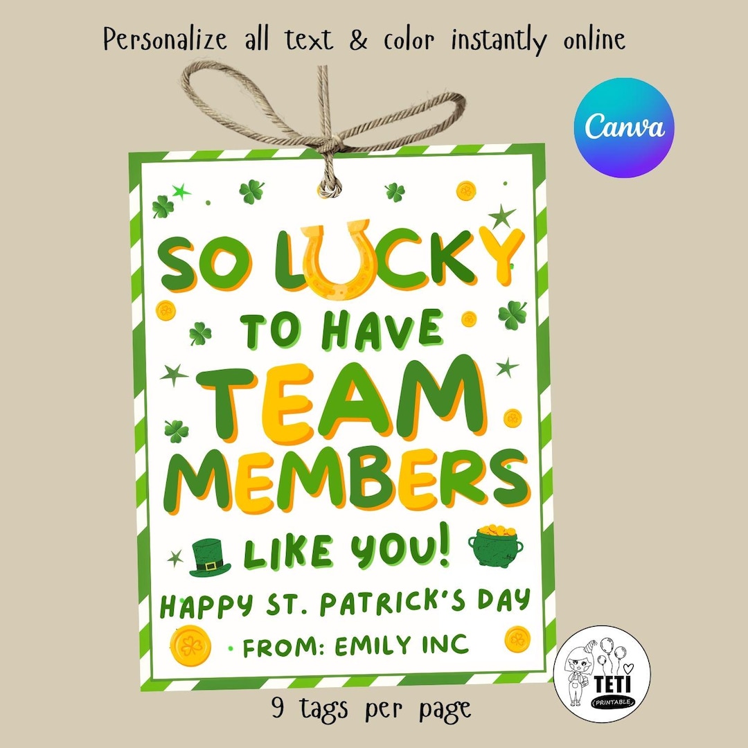 St. Patrick’s Day Employee Appreciation Tag Lucky to Have Team Members ...