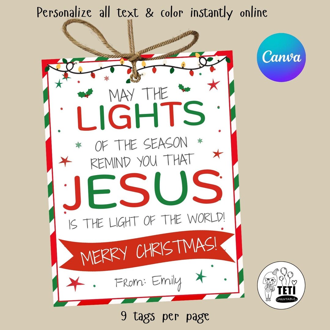 Jesus is the Light Christmas Gift Tags, Editable LDS Holiday Card ...