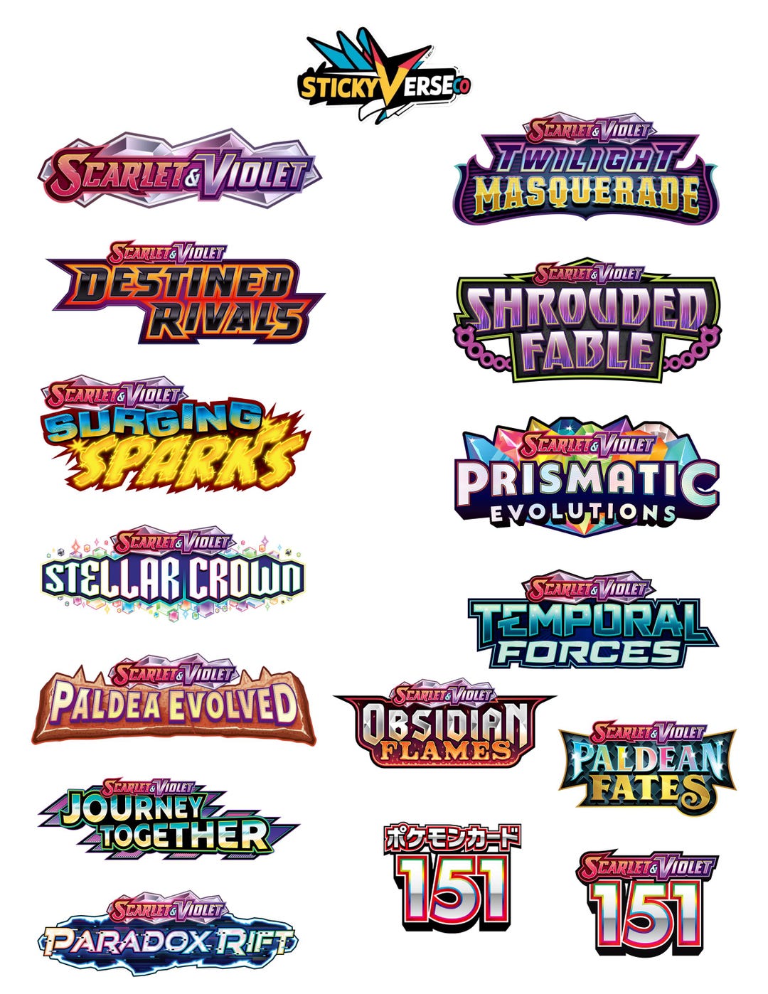 Pokémon Scarlet & Violet Set Logos - Full Set - Premium Vinyl Stickers ...