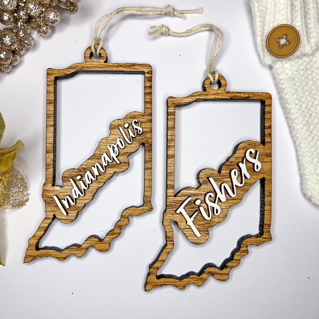 Custom Indiana Cutout Ornament - Etsy