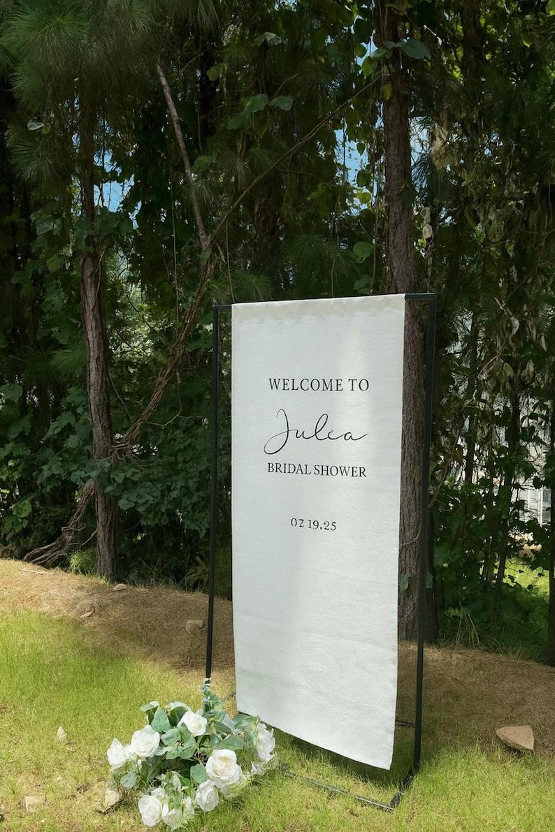 Custom Linen Bridal Shower Sign, Fabric Sign, Personalized Wedding Sign ...