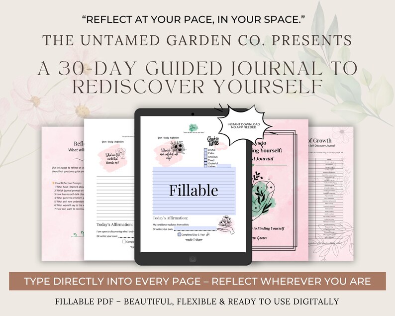 30-day Fillable Self-discovery Journal – Guided Digital Journal for ...