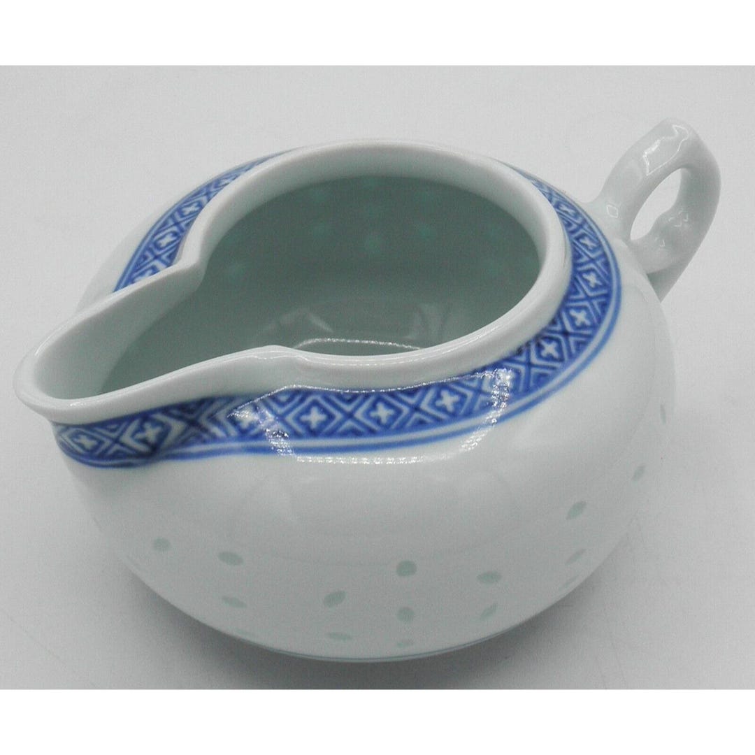 Jingdezhen Chinese Porcelain Blue & White Rice Eye Grain Creamer ...