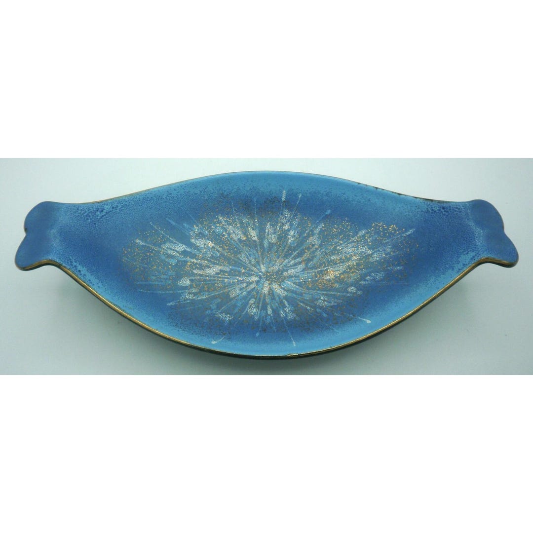 Atomic Nut Dish Dish Blue White Gold Starburst MCM W. Germany Marzi ...