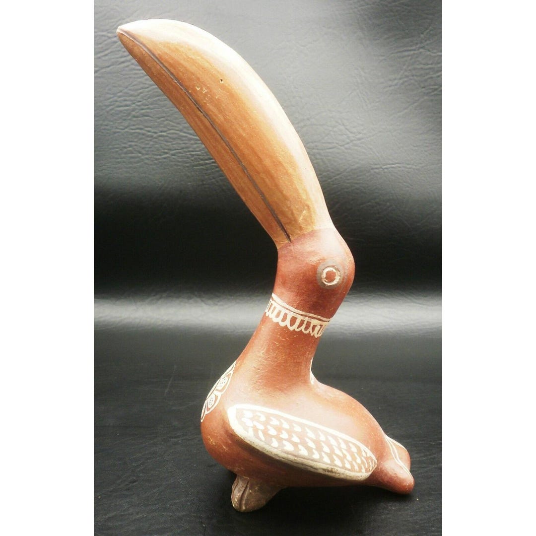 VTG Hand Crafted Peruvian Folk Art Pottery Toucan Bird Wind Whistle ...