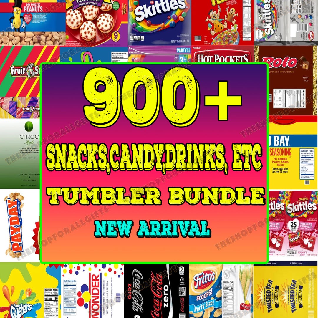 900+ Snacks & Drinks Tumbler Wrap Bundle: 20oz Skinny Tumbler PNG ...