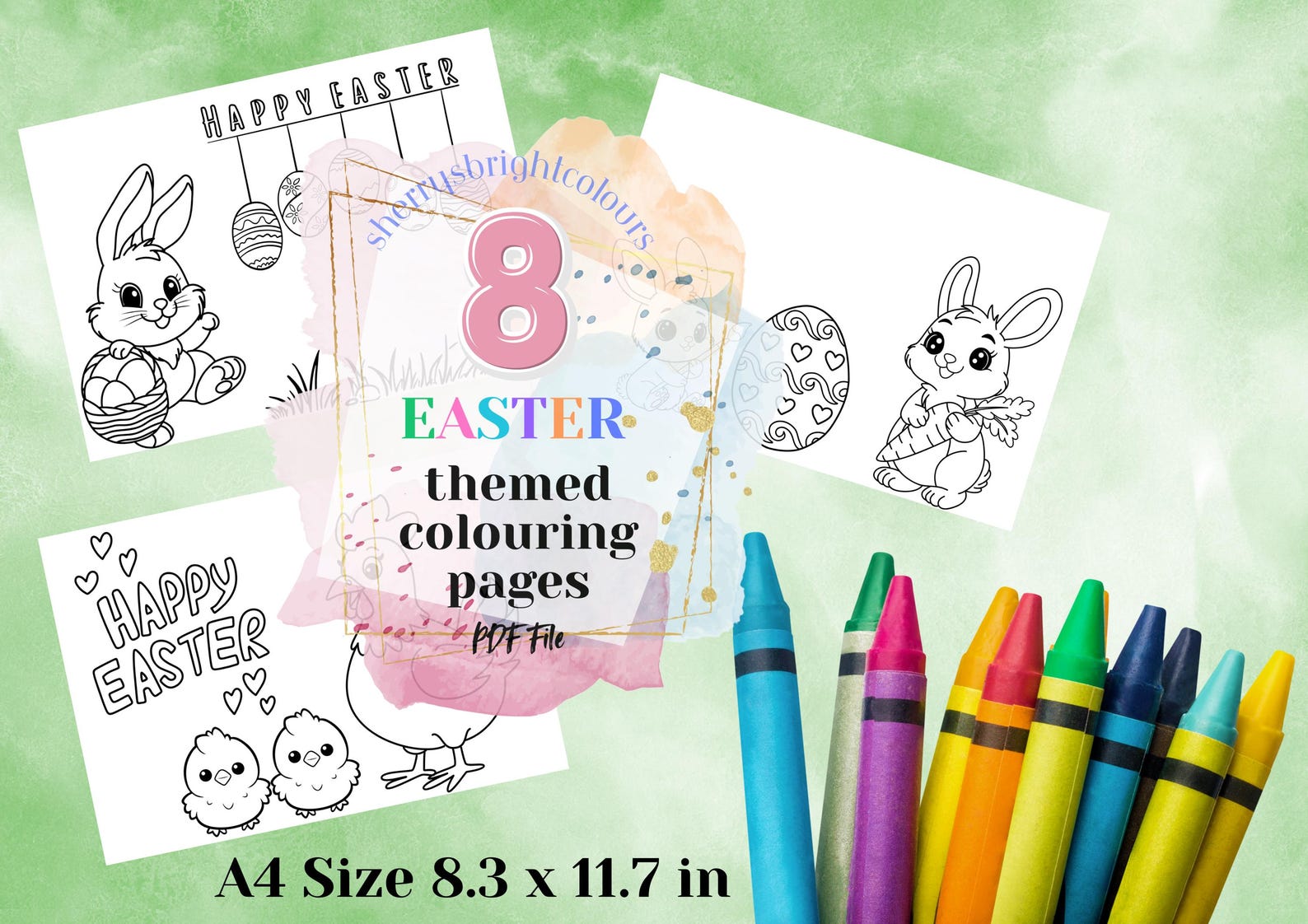 6 Easter Themed Colouring Pages for Children PDF Download A4 Size - Etsy