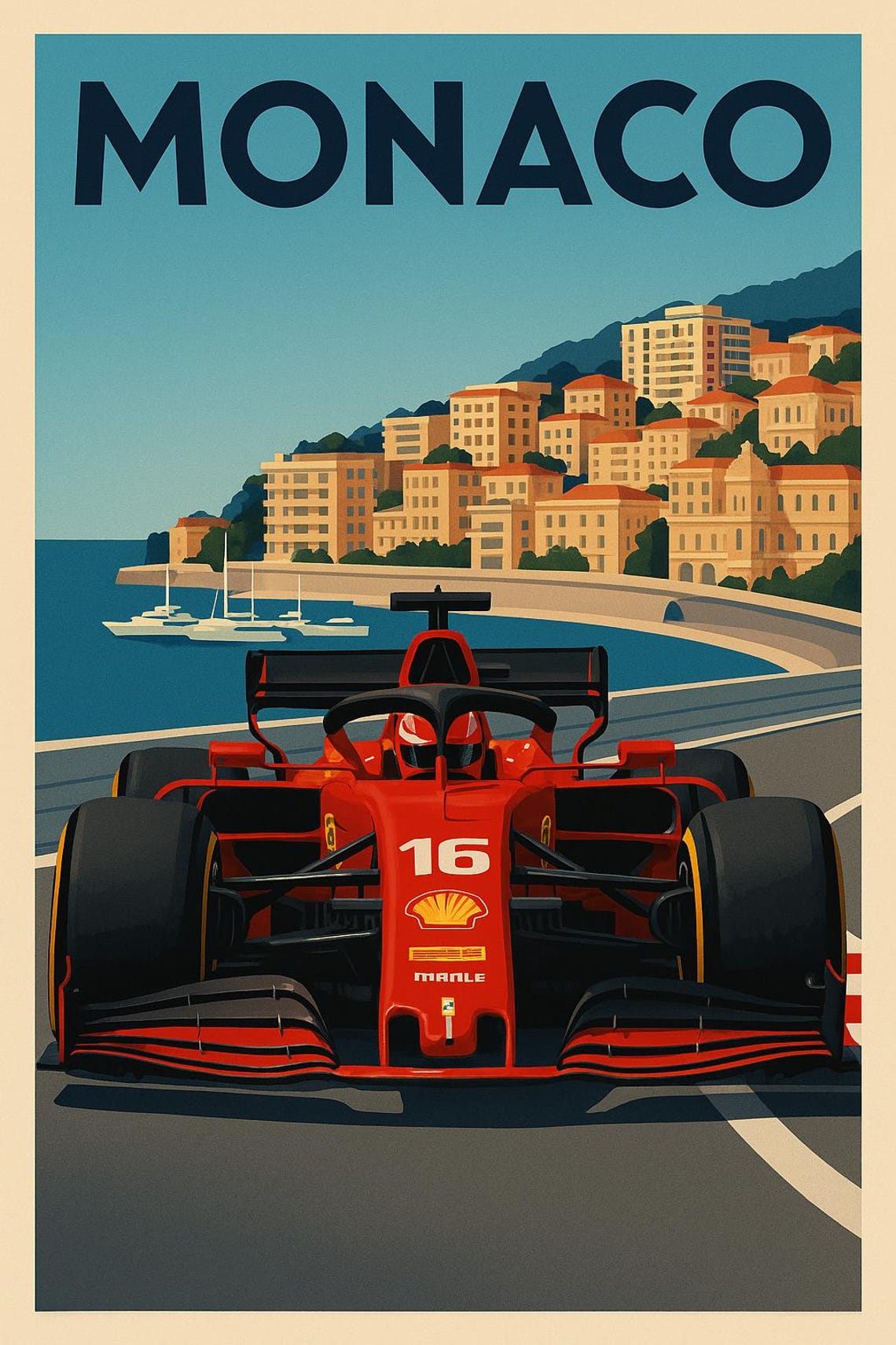 Ferrari F1 Monaco Poster | Digital - Etsy