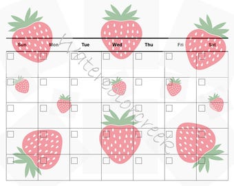 Printable Planner | Strawberry | Monthly Calendar | Digital Planner ...