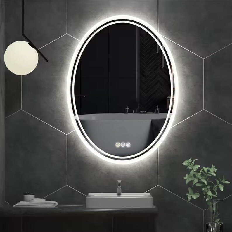 LUVODI Luxury Oval Bathroom Led Mirror Backlit Led Bathroom Wall Mirror ...