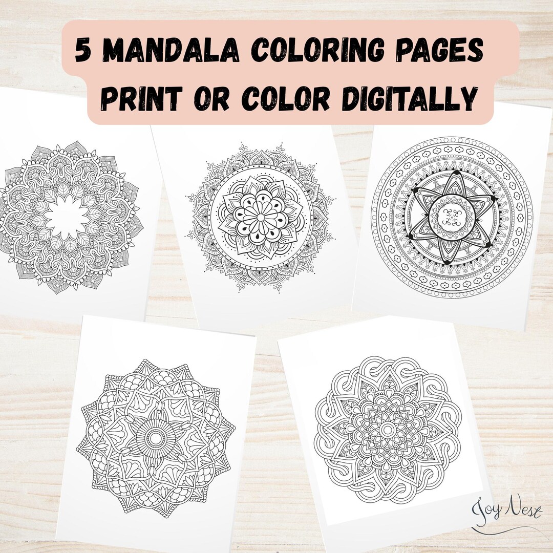 5 Mandalas Coloring Pages Printable |adult Coloring Sheets PDF ...