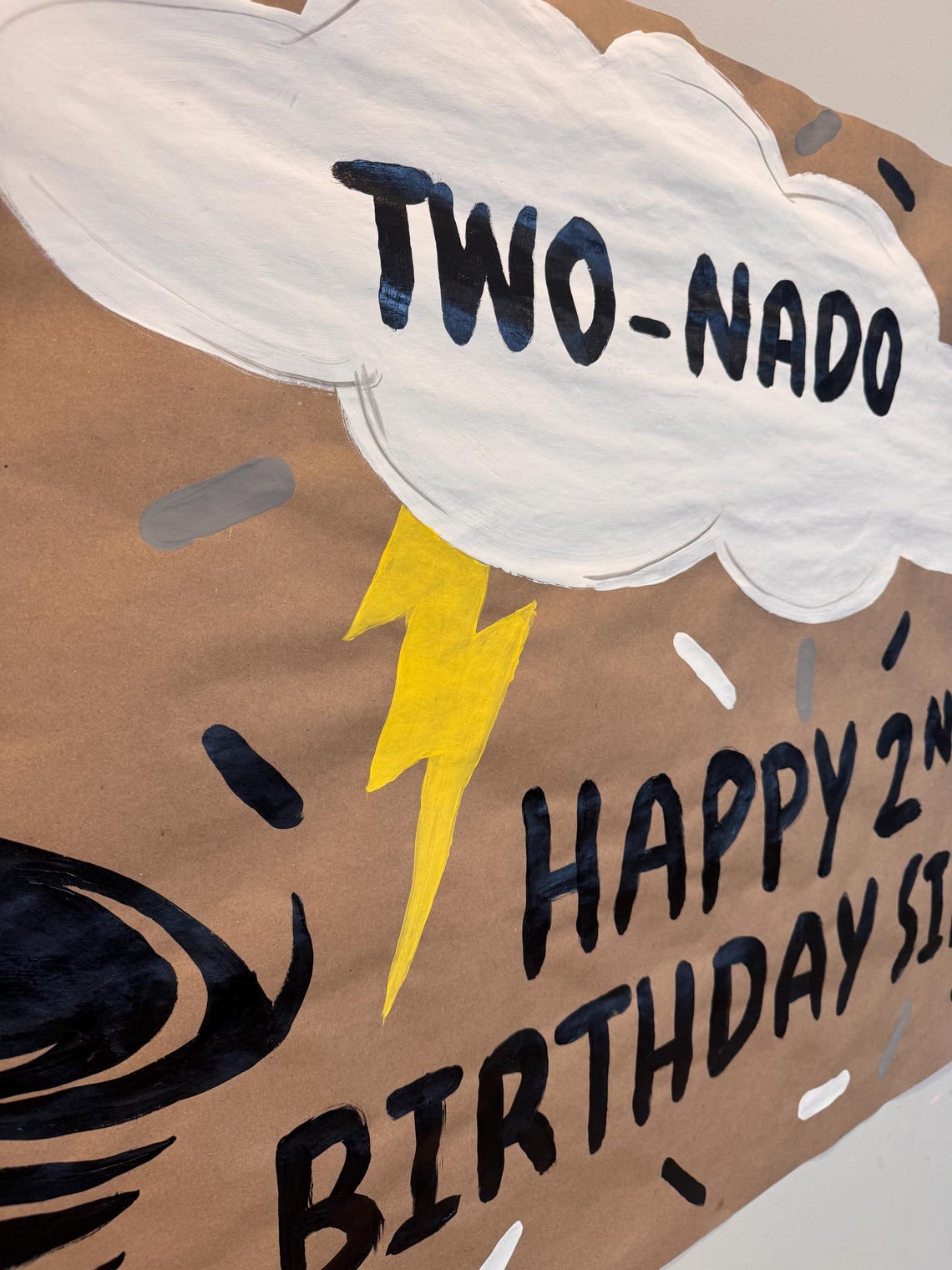 Two-nado Birthday Banner – Custom Hand Painted Storm Theme Party Sign ...