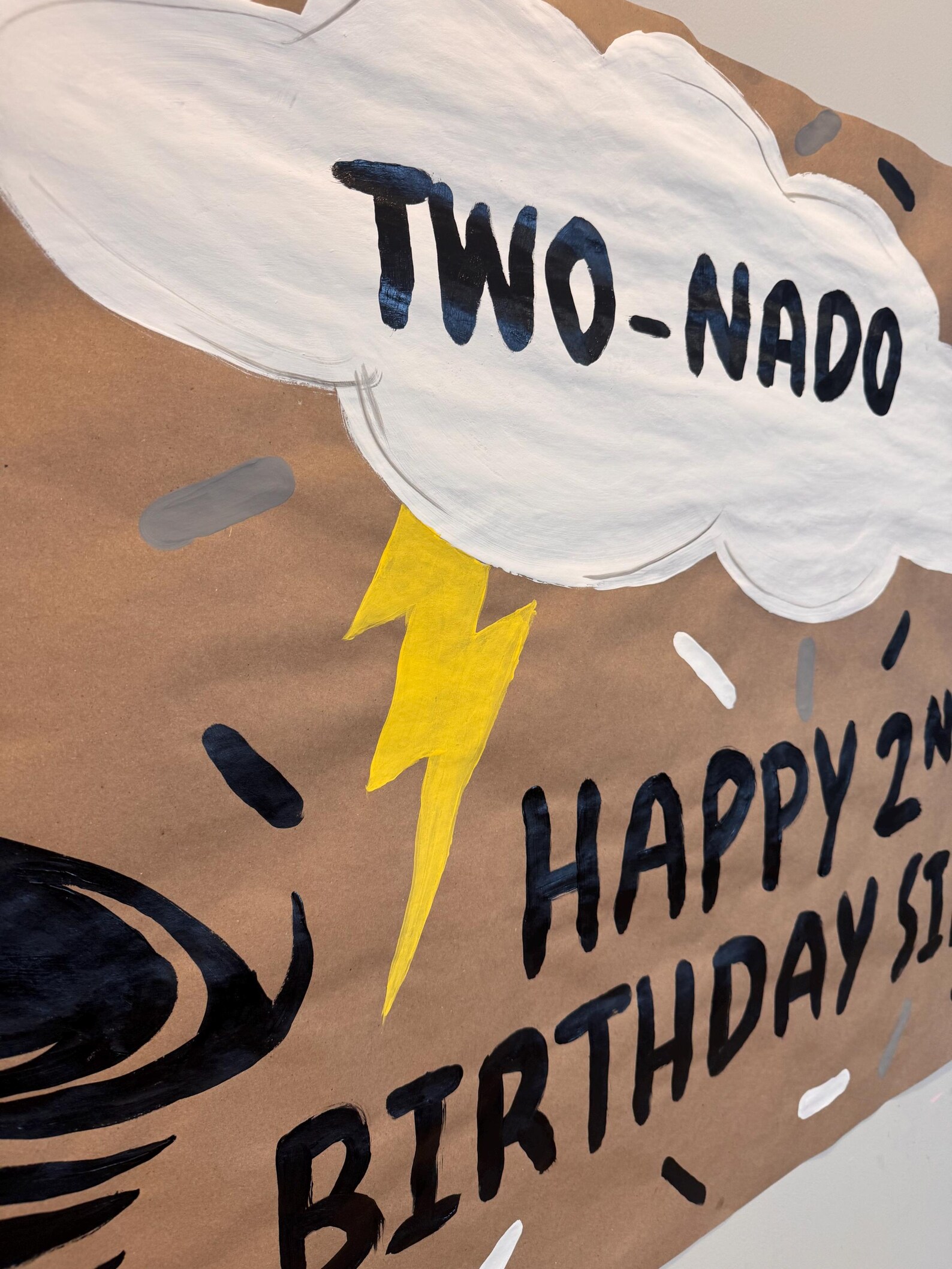Two-nado Birthday Banner – Custom Hand Painted Storm Theme Party Sign ...