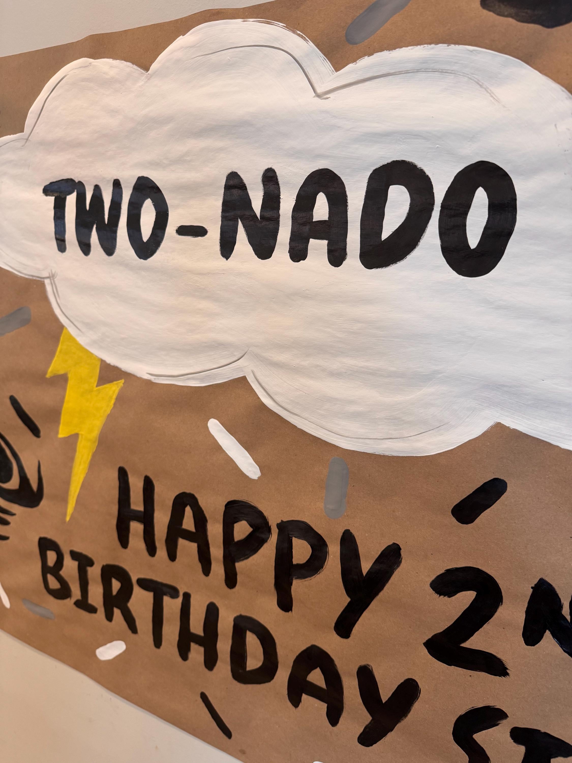 Two-nado Birthday Banner – Custom Hand Painted Storm Theme Party Sign ...