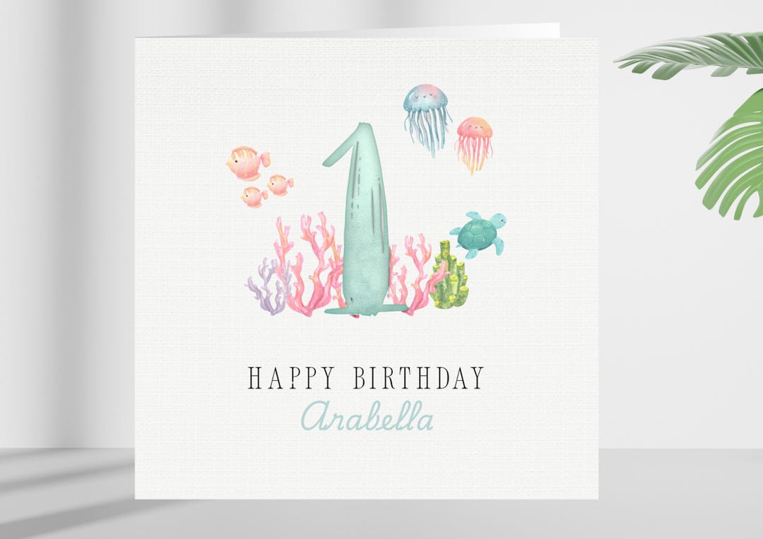 Personalised Ocean Themed Happy Birthday Card, First Birthday Card ...