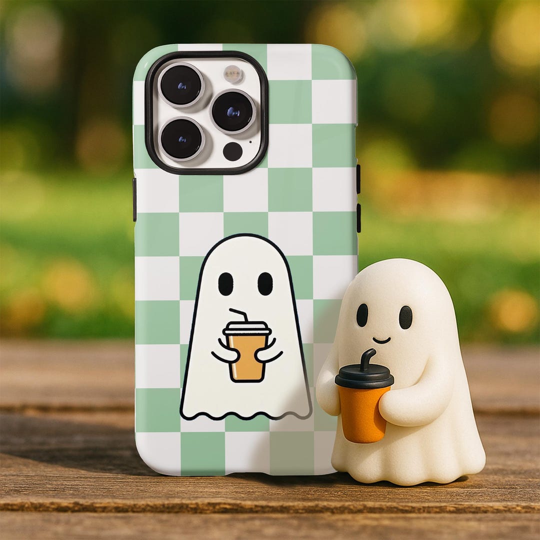 Checkered Ghost Phone Case – Cute Halloween Ghosts, Spooky Whimsical ...