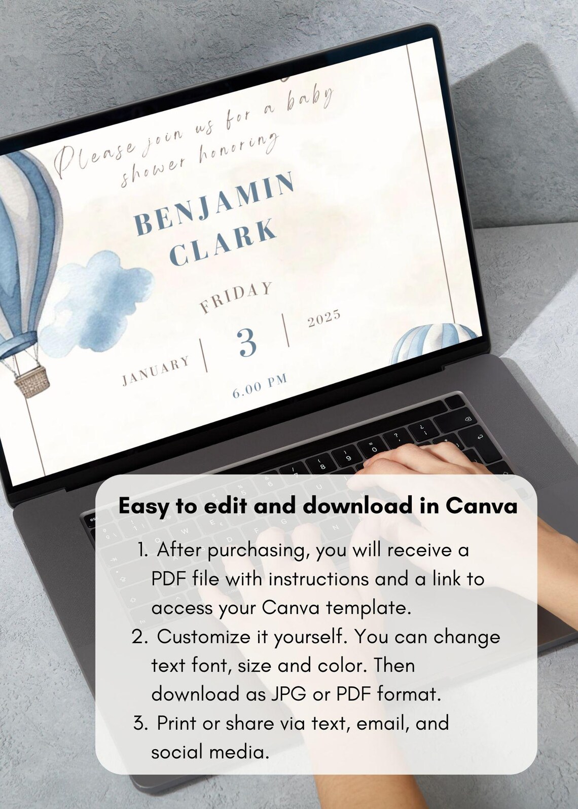 Baby Shower Invitation Template Canva - Etsy
