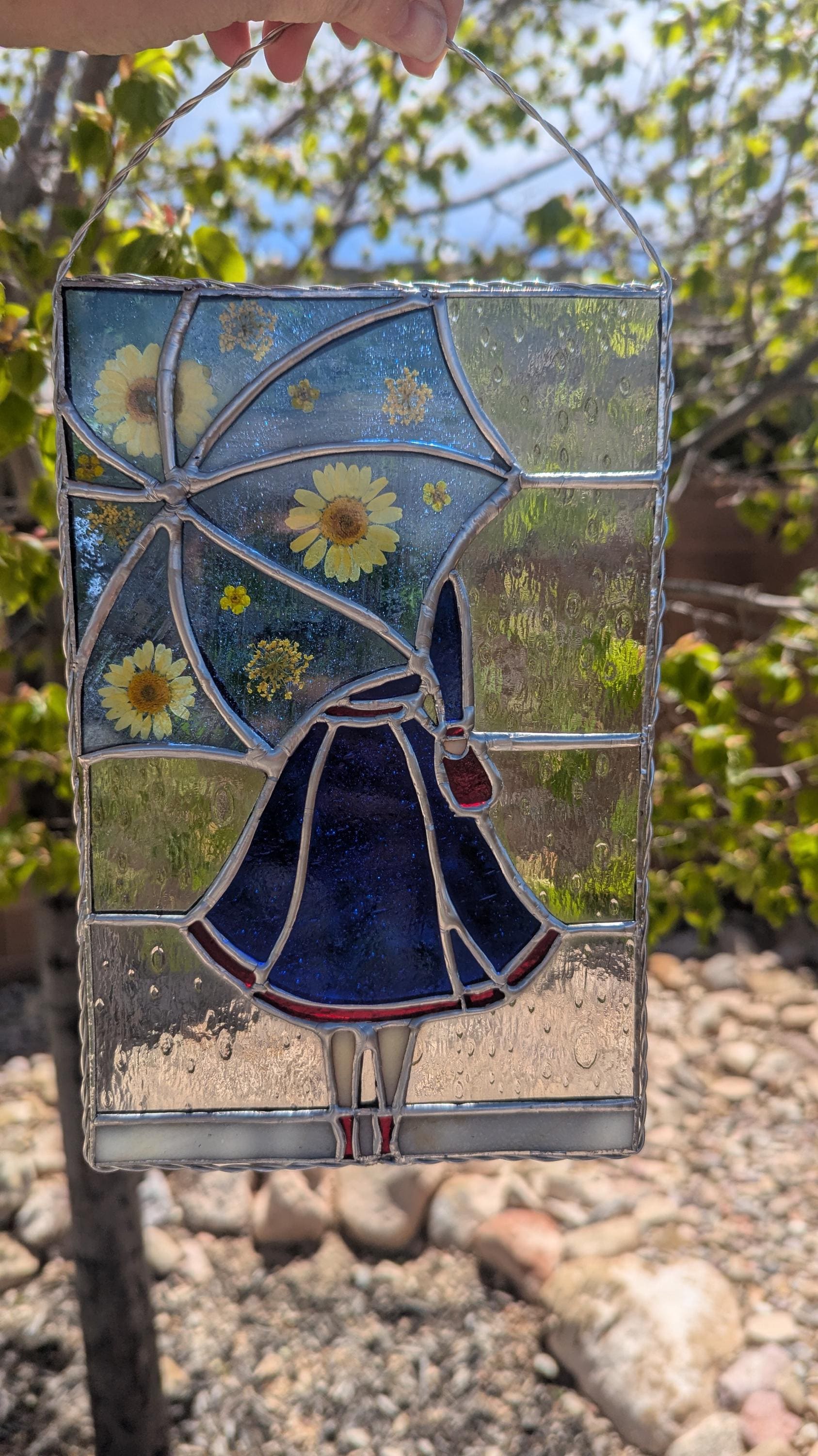 Stained Glass Lady With Umbrella Sun Catcher - Etsy