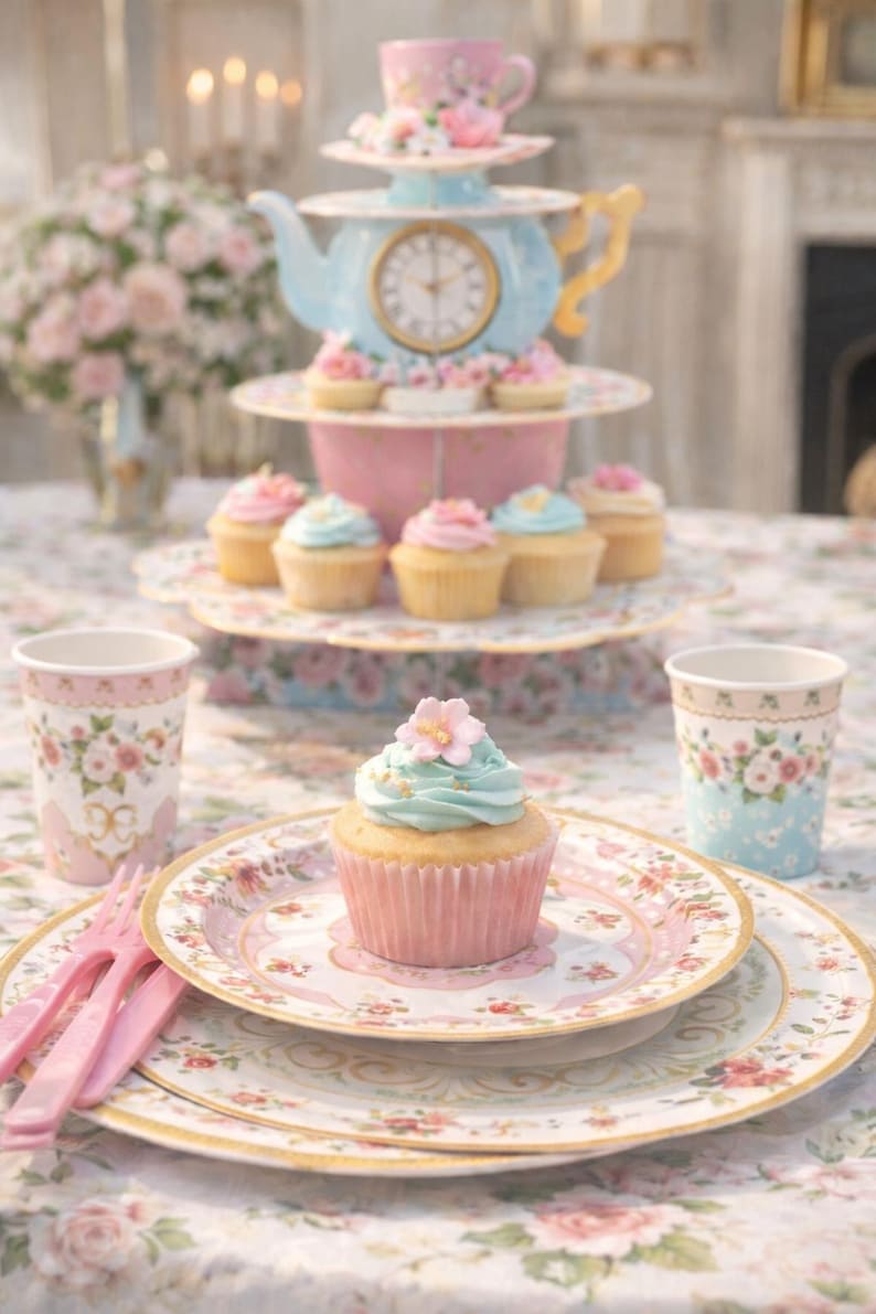 Vintage Floral Tea Party Set – Elegant Birthday Party Box - Etsy