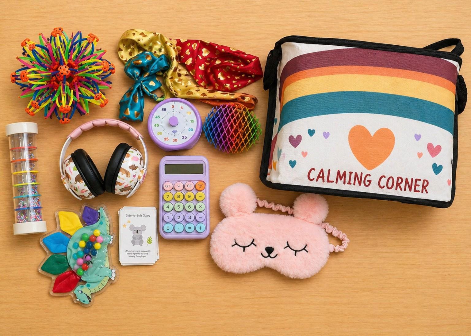 Kids Calming Corner Kit | Sensory Calm Down Box for ADHD, Autism ...