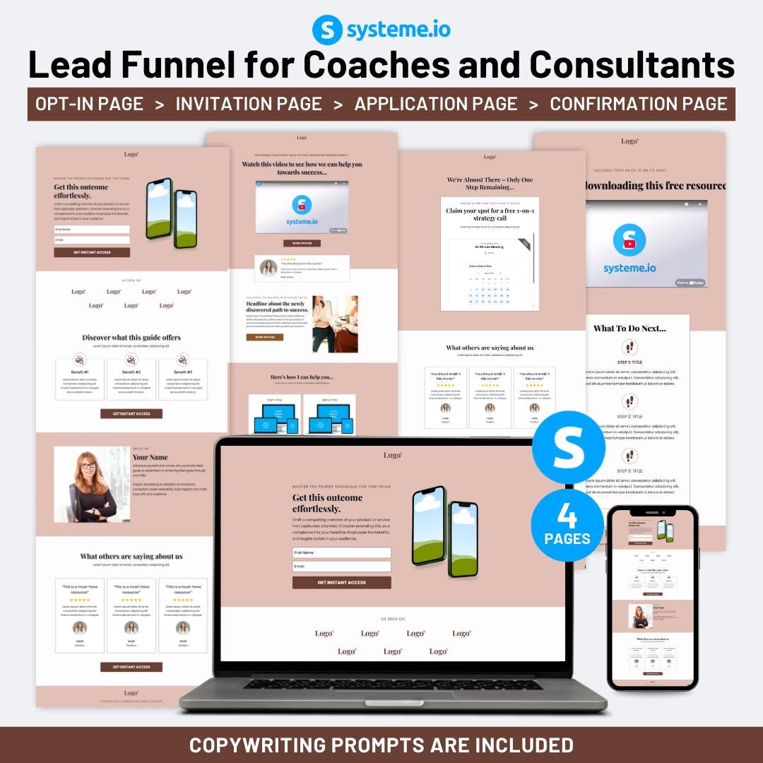Systeme.io Lead Funnel Template for Coaches & Consultants | Opt in Page ...
