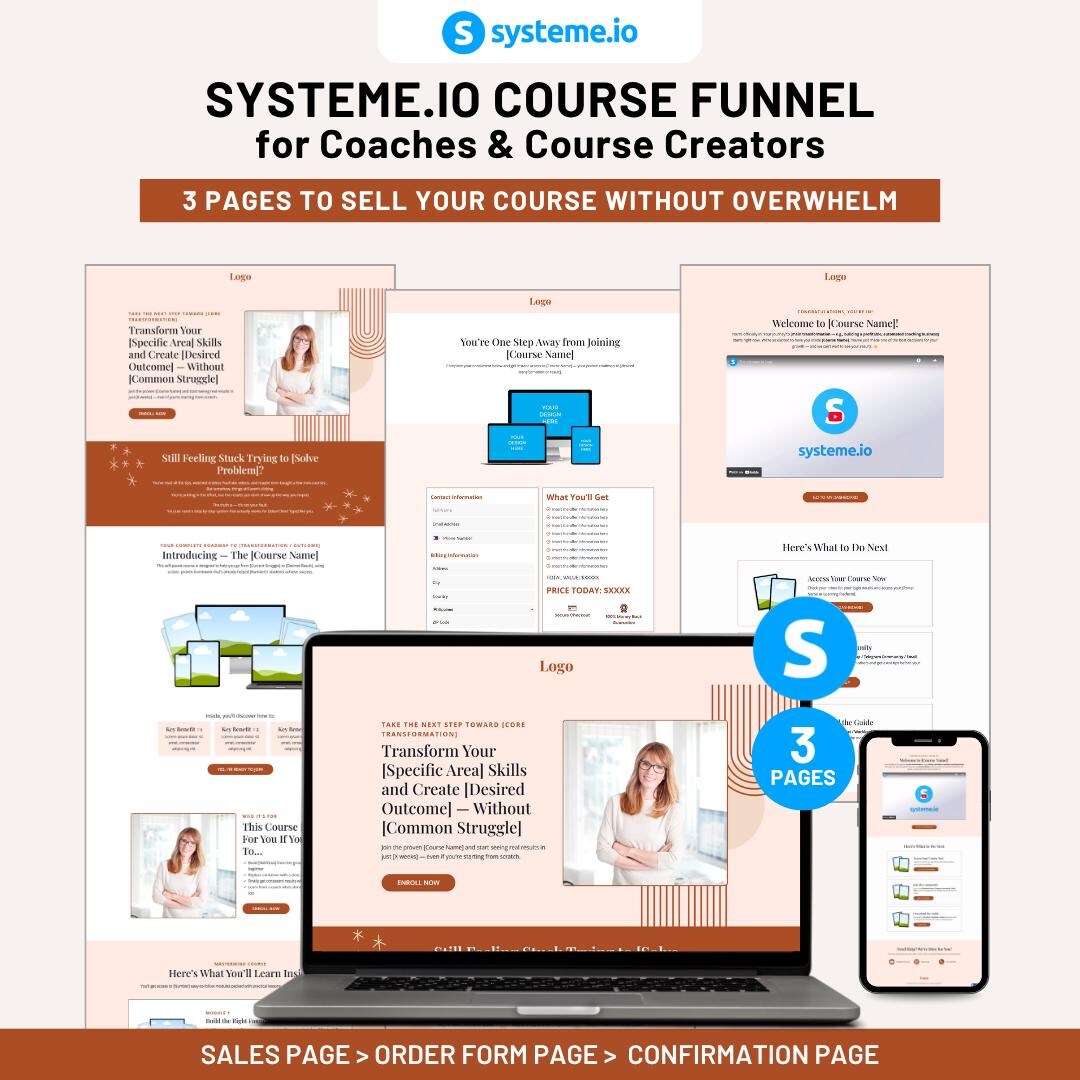 Course Funnel Template | Systeme.io Funnel | Online Course Sales Funnel ...