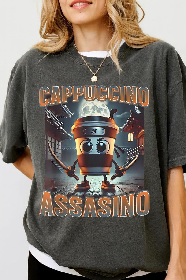 Cappuccino Assassino Meme PNG | Bootleg Italian Coffee Brainrot Design ...