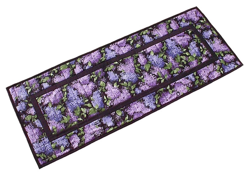 Purple Lilacs Table Runner, Handmade Floral Patchwork Quilted 16 X 40 ...