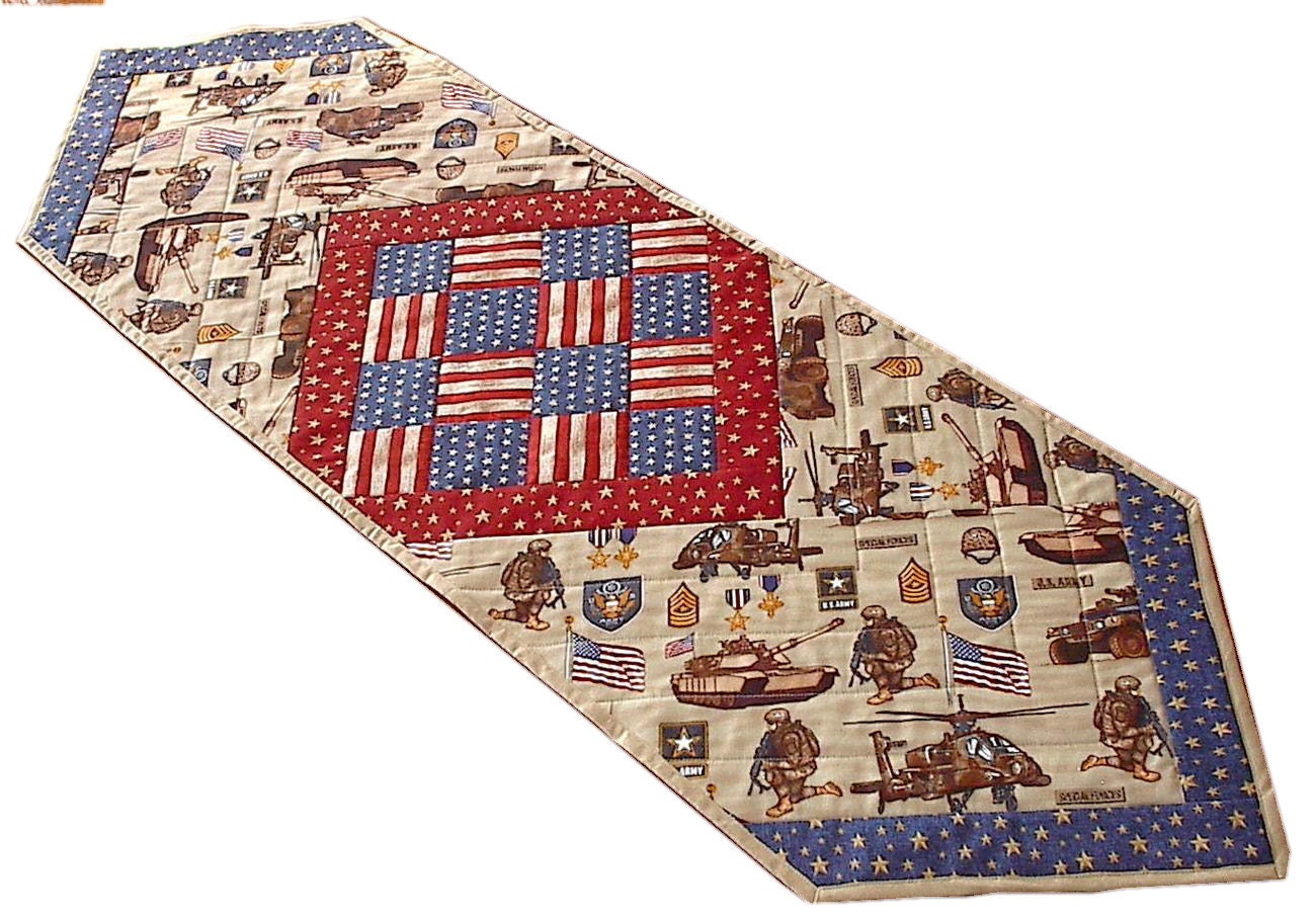US Army Table Runner, Handmade USA Military Patriotic American Guard ...