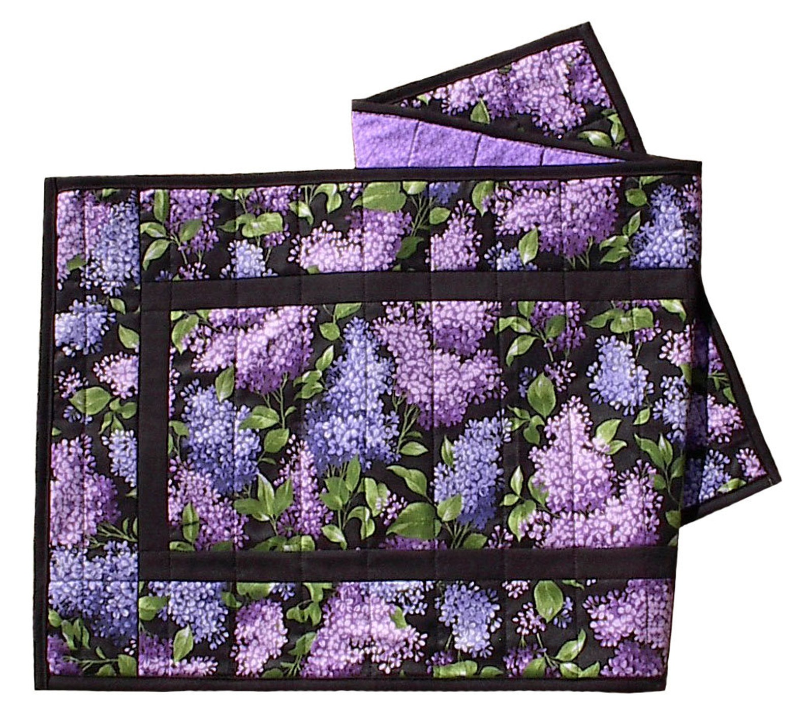 Purple Lilacs Table Runner, Handmade Floral Patchwork Quilted 16 X 40 ...