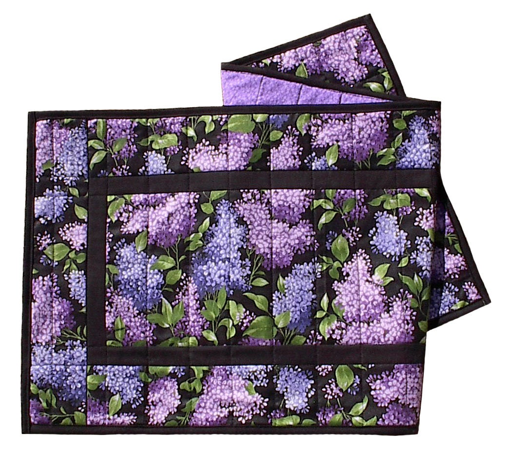 Purple Lilacs Table Runner, Handmade Floral Patchwork Quilted 16 X 40 ...