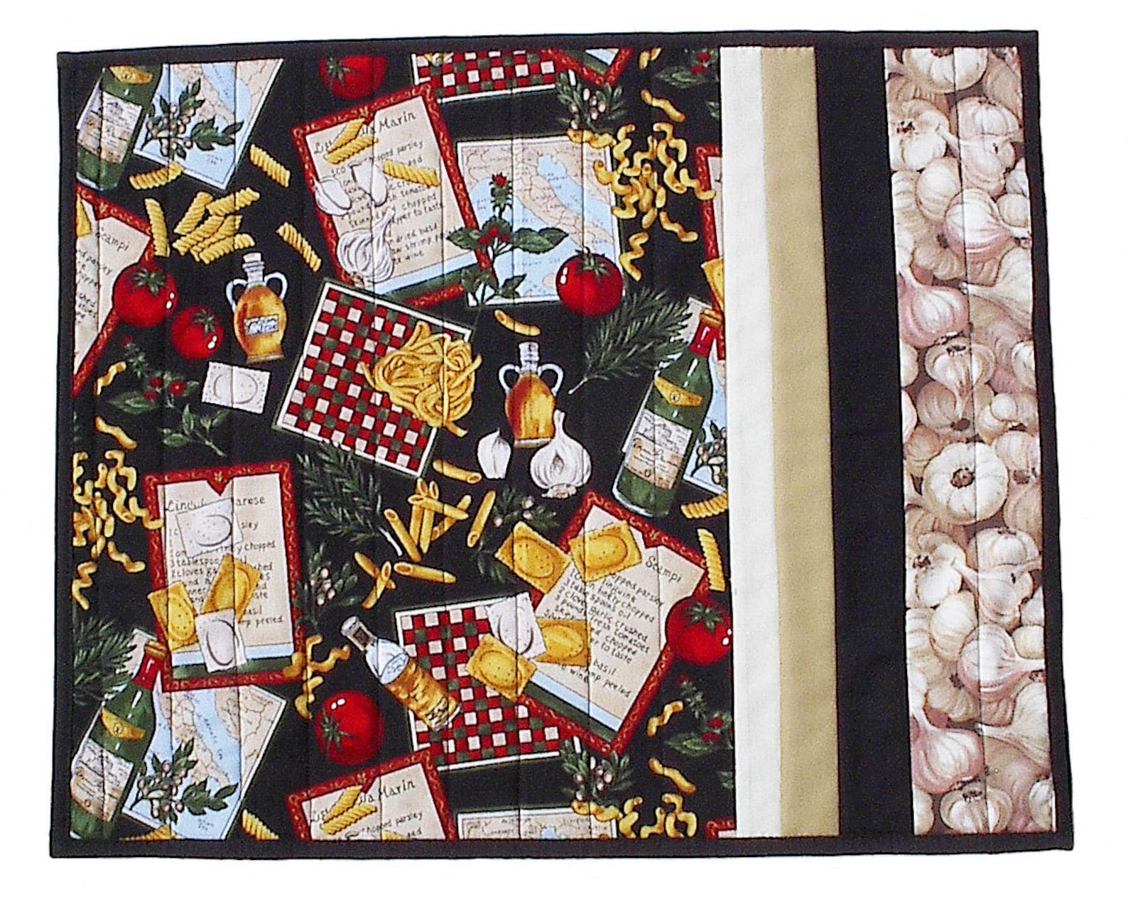 Italian Pasta Placemats Pair, Handmade Chef Cook Garlic Spaghetti ...