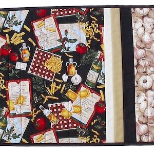 Italian Pasta Placemats Pair, Handmade Chef Cook Garlic Spaghetti ...
