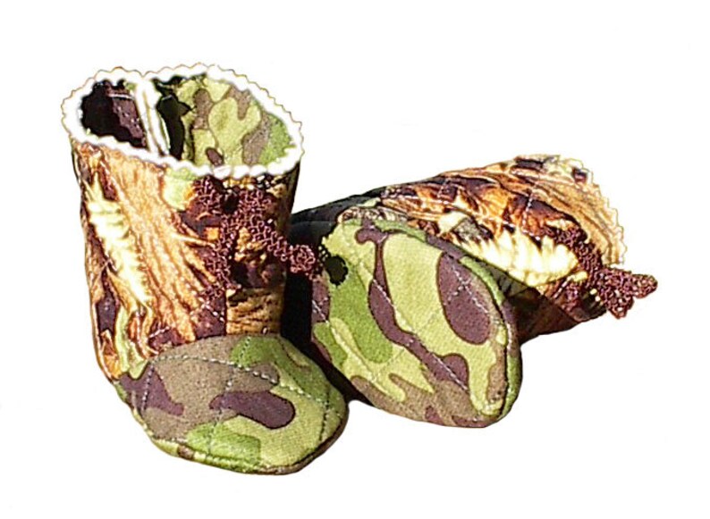 Camo Baby Boots, Handmade Quilted Boy Girl Camouflage Infant Shoes - Etsy