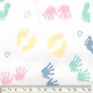 Baby Hand Prints Flannel Blanket, Handmade Newborn Infant Pastel Blanky ...