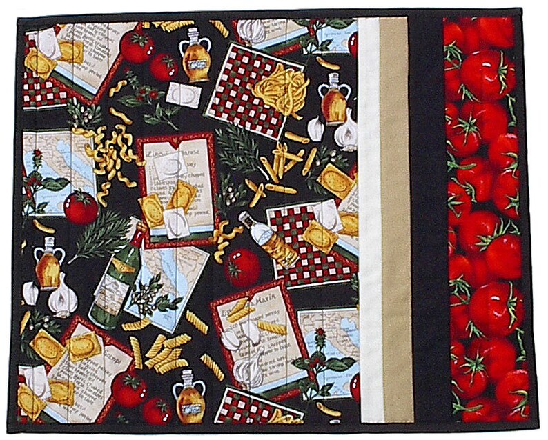 Italian Pasta Placemats Pair, Handmade Tomato Chef Cook Spaghetti ...