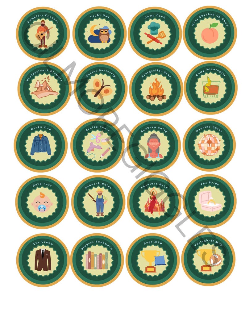 Camp Bachelorette/bachelor Badges - Etsy